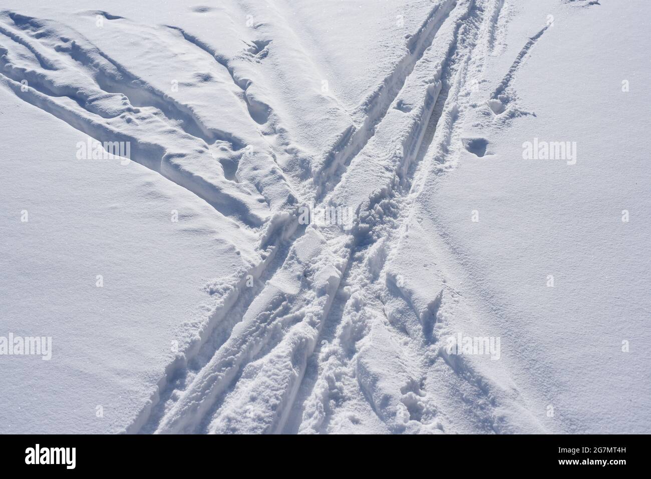 Ski tracks on snow time hi-res stock photography and images - Alamy