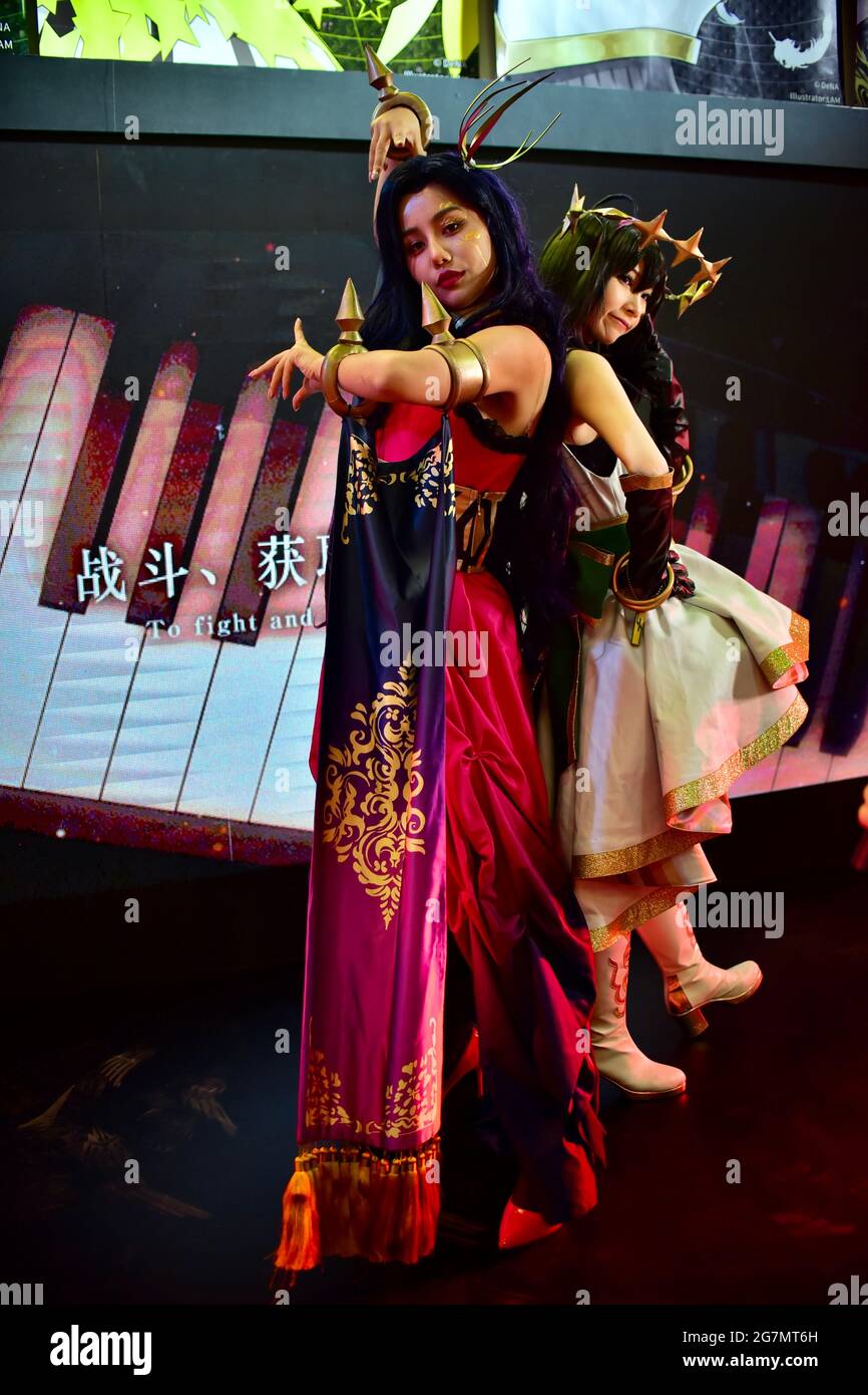 Cosplayers are posing during the first day of CCG EXPO, the CCG EXPO 2021 kicks off at Shanghai ...