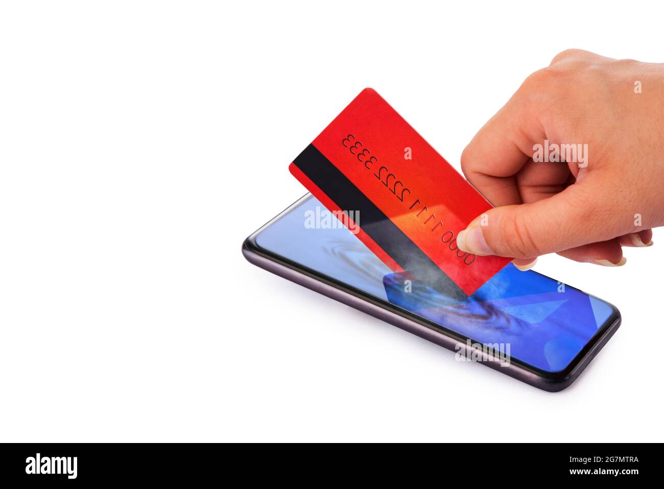 Graphic of a card swiped in mobile phone Stock Photo - Alamy