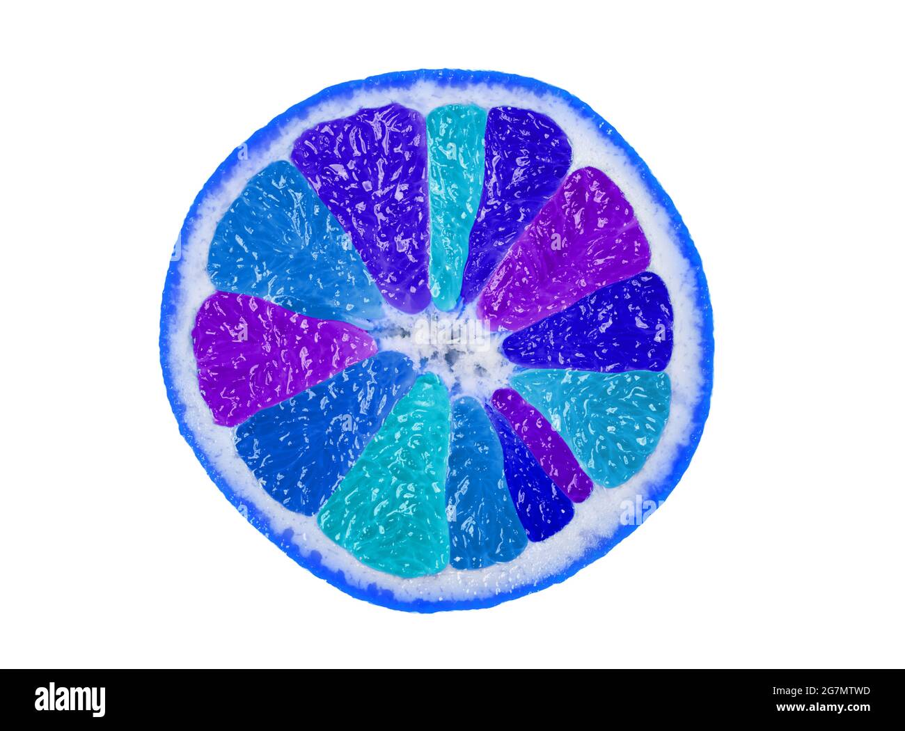 Weird looking cut of blue orange fruit, isolated Stock Photo - Alamy