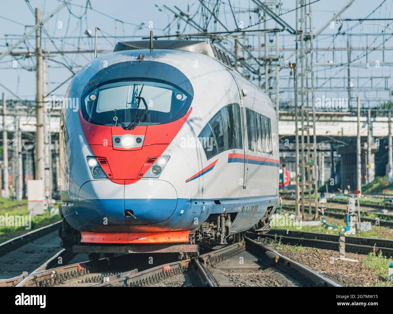 Highspeed train approaches to the platform. Moscow. Russia Stock Photo ...