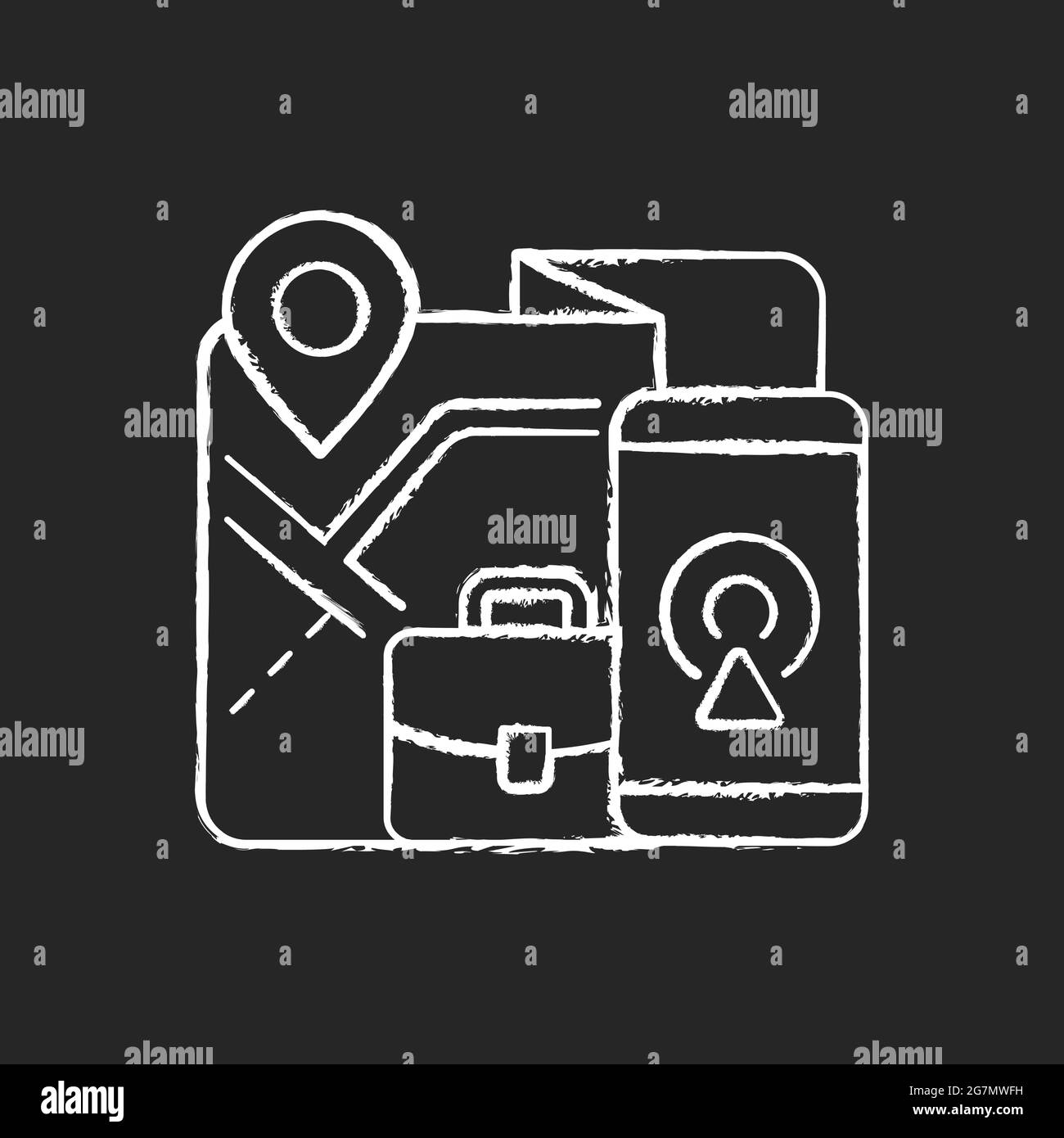 Employee gps tracking chalk white icon on dark background Stock Vector ...
