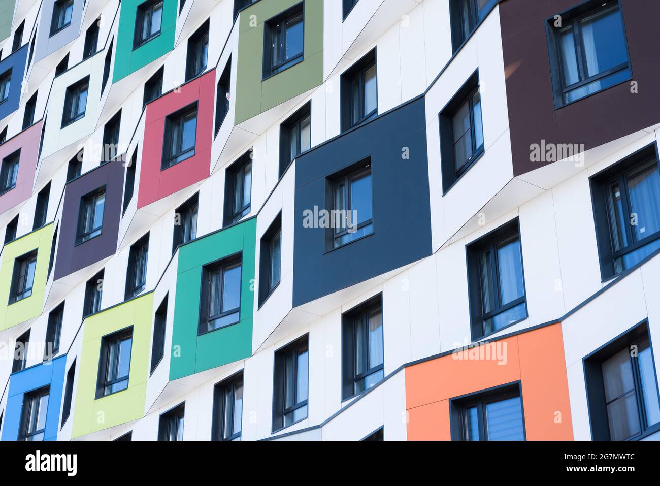 Modern multi-colored facade of an apartment building Stock Photo - Alamy