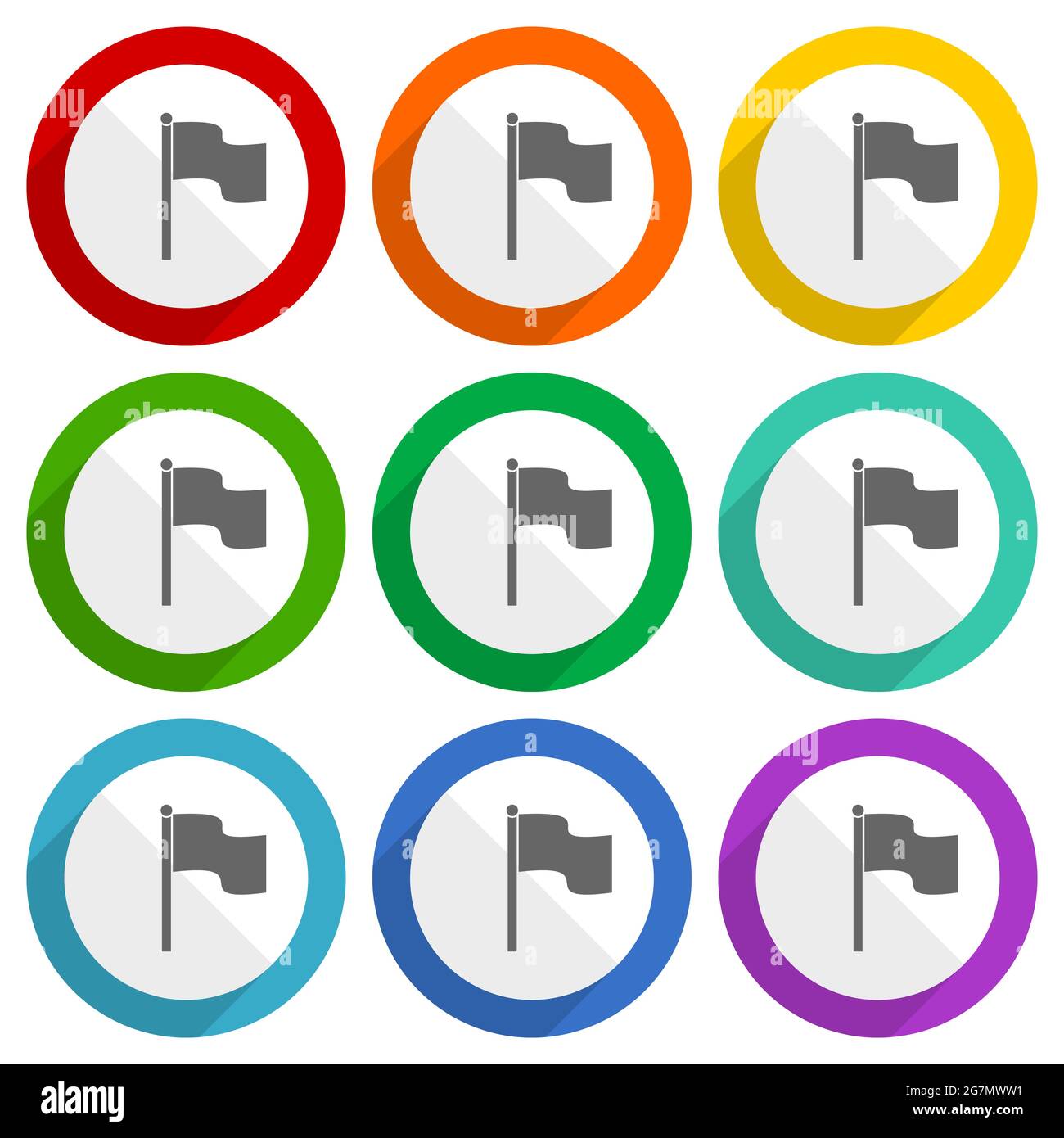 Flag vector icons, set of colorful flat design buttons for webdesign ...