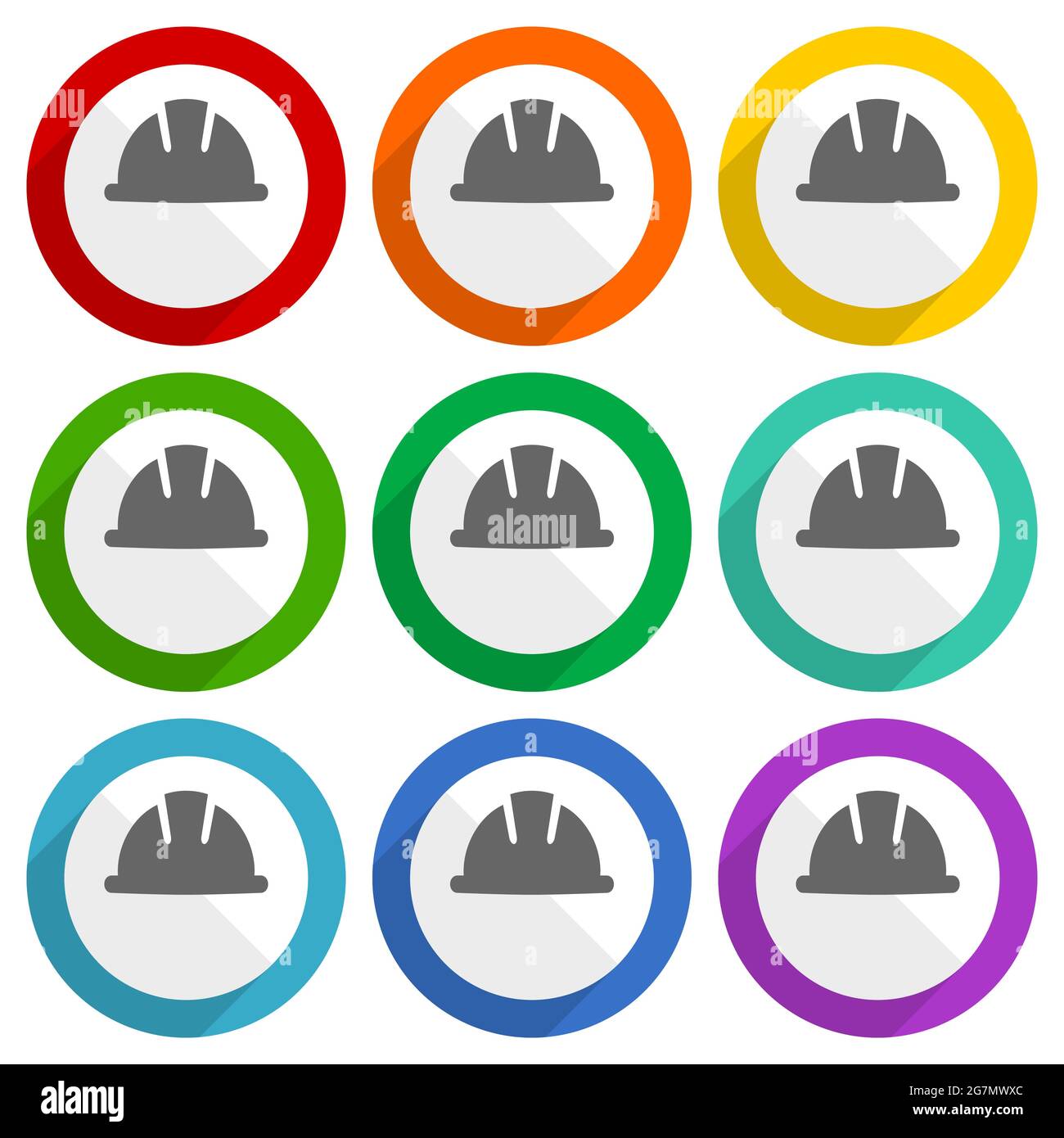 Helmet, safety, engineer, worker vector icons, set of colorful flat ...