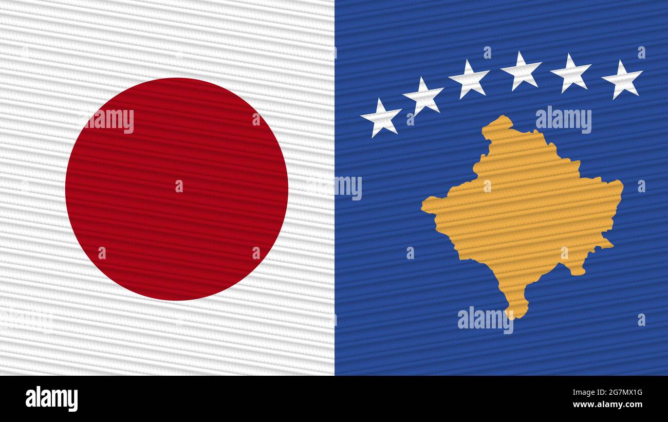 Kuwait and Japan Two Half Flags Together Fabric Texture Illustration ...