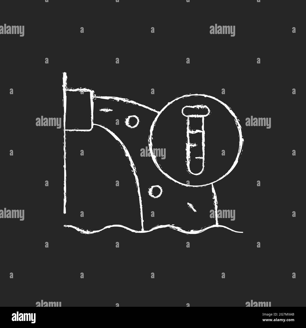 Water pollution control chalk white icon on dark background Stock ...