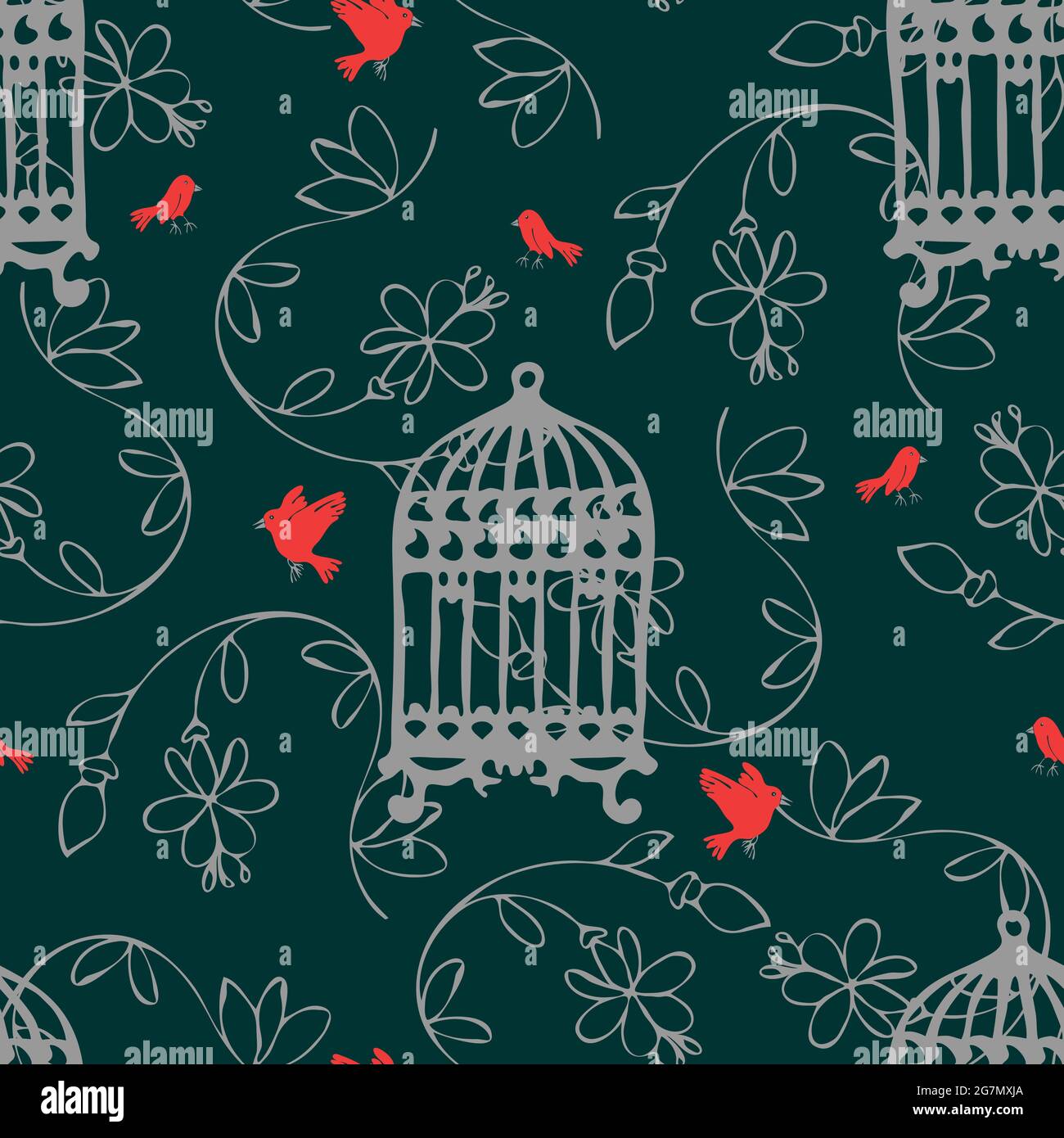 Green Birdcage Wallpaper