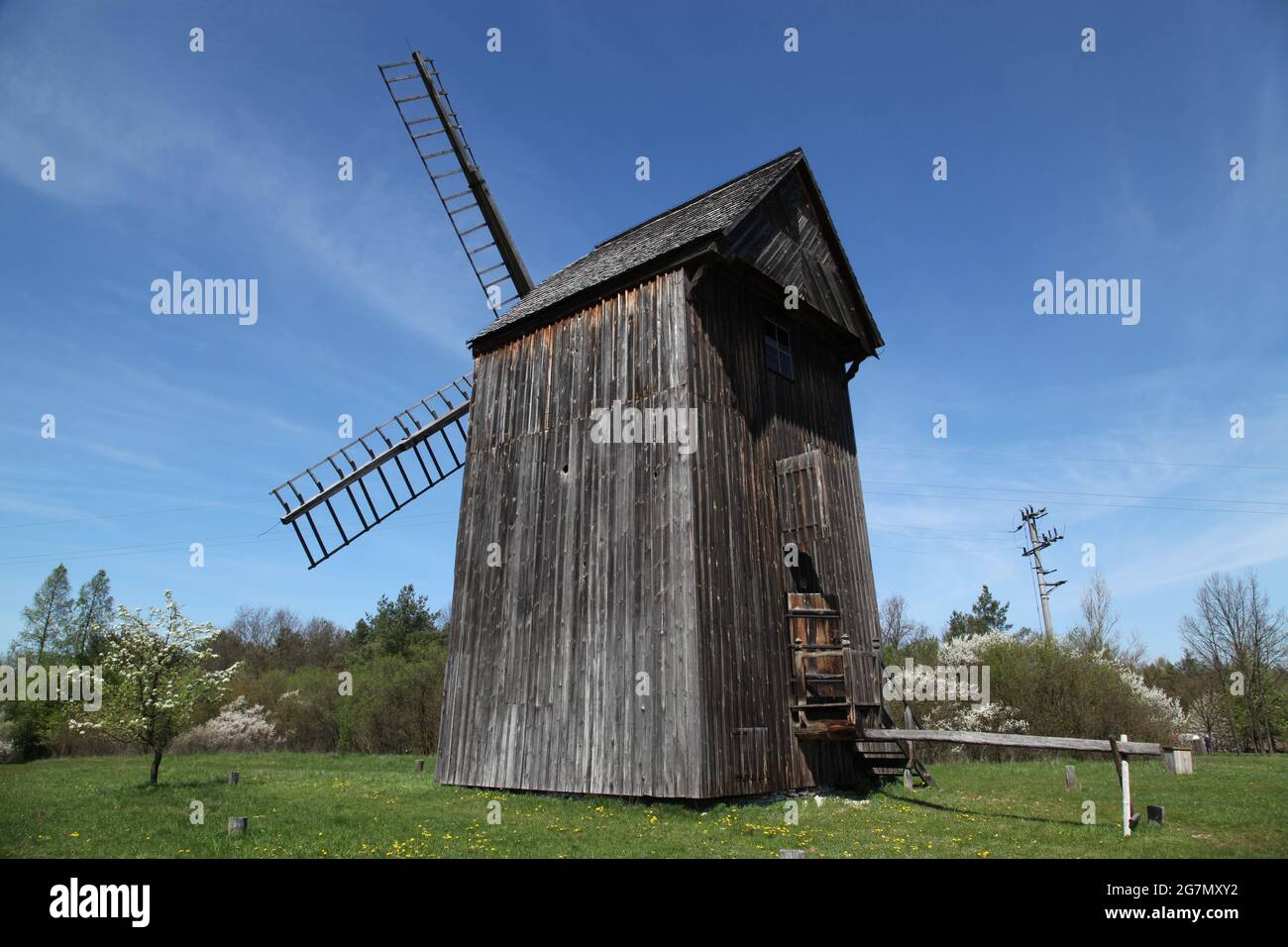 Windmill, open-air Tokarnia, Świetokrzyskie, Poland, old wooden ...