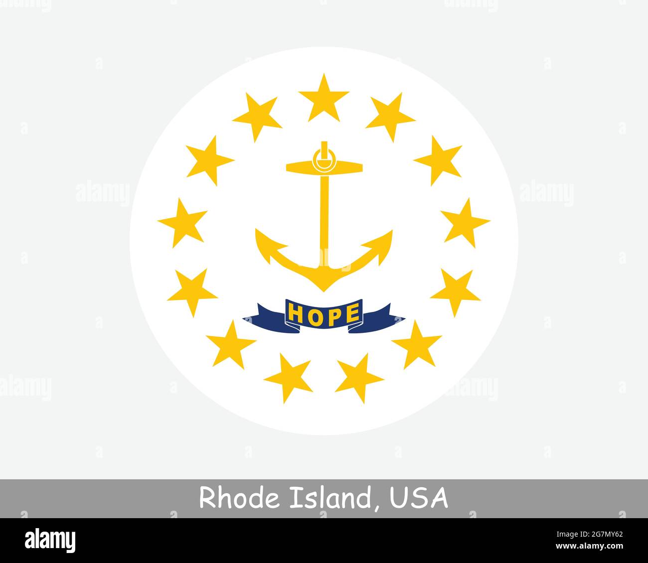 Rhode Island Round Circle Flag. RI USA State Circular Button Banner ...