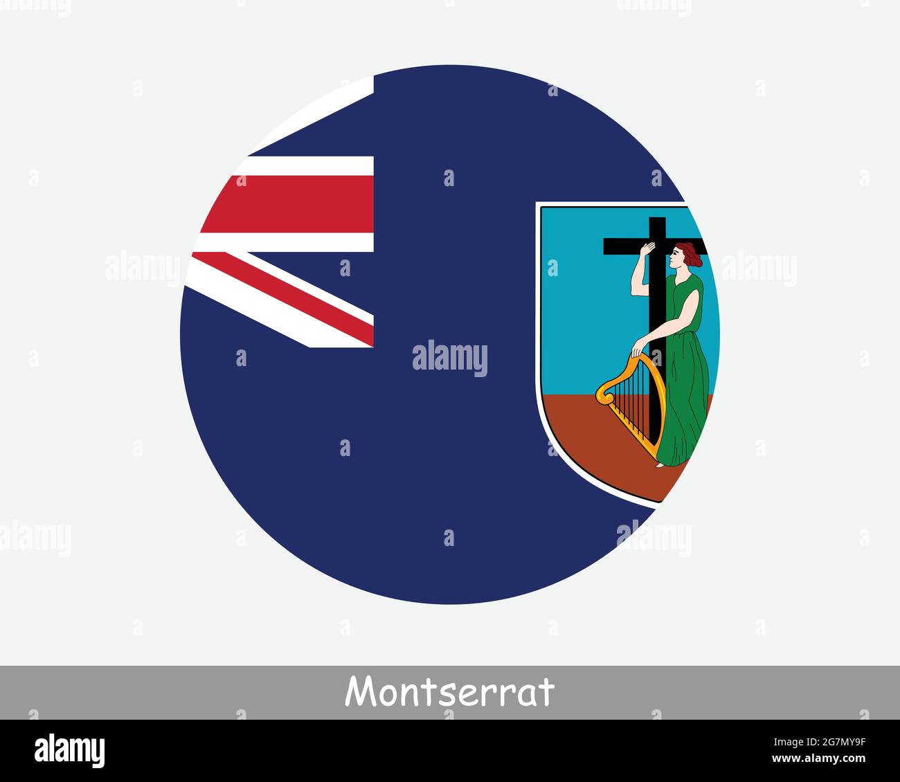Montserrat Round Circle Flag. Montserratian Circular Button Banner Icon ...