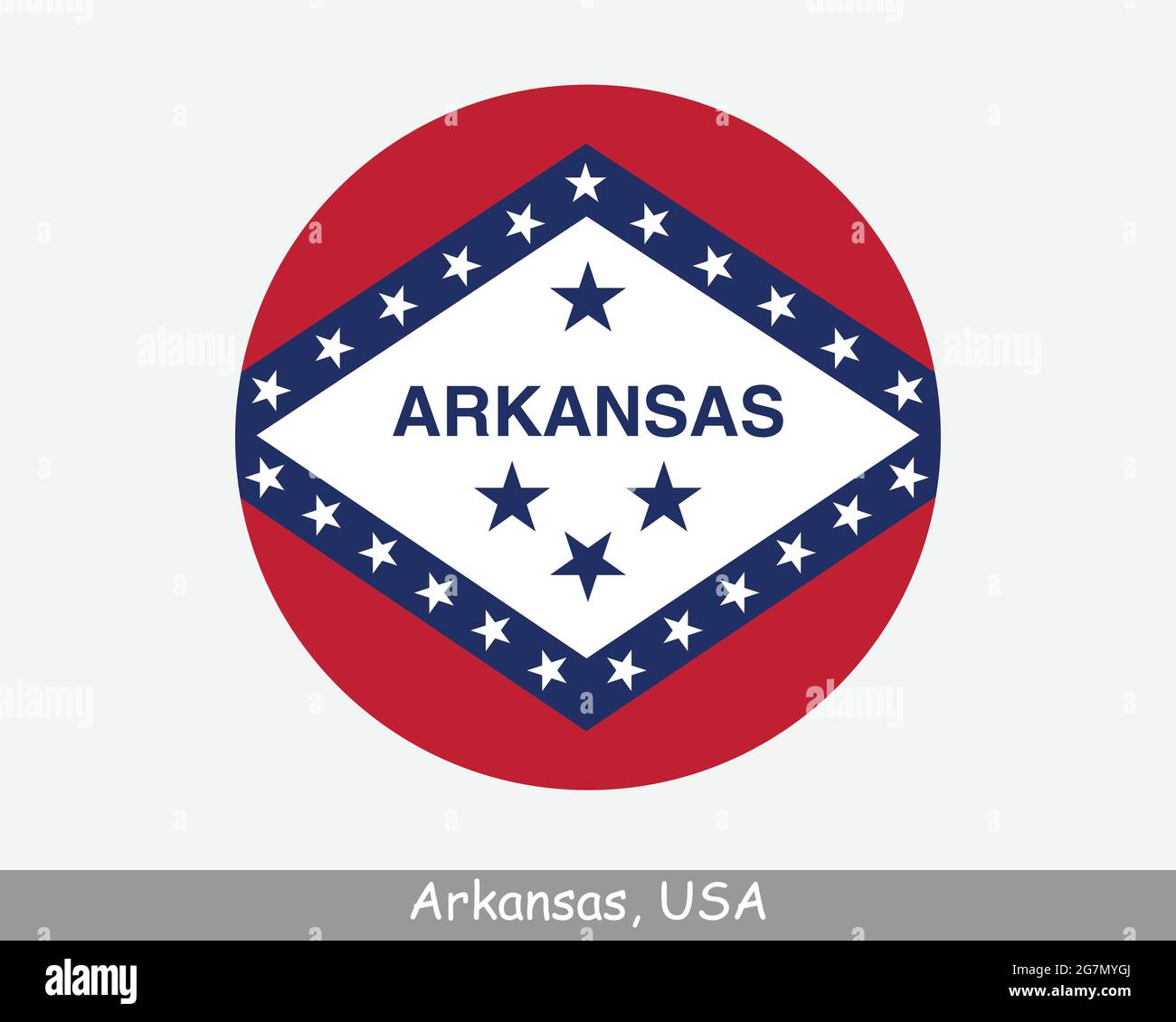 Arkansas Round Circle Flag. AR USA State Circular Button Banner Icon ...