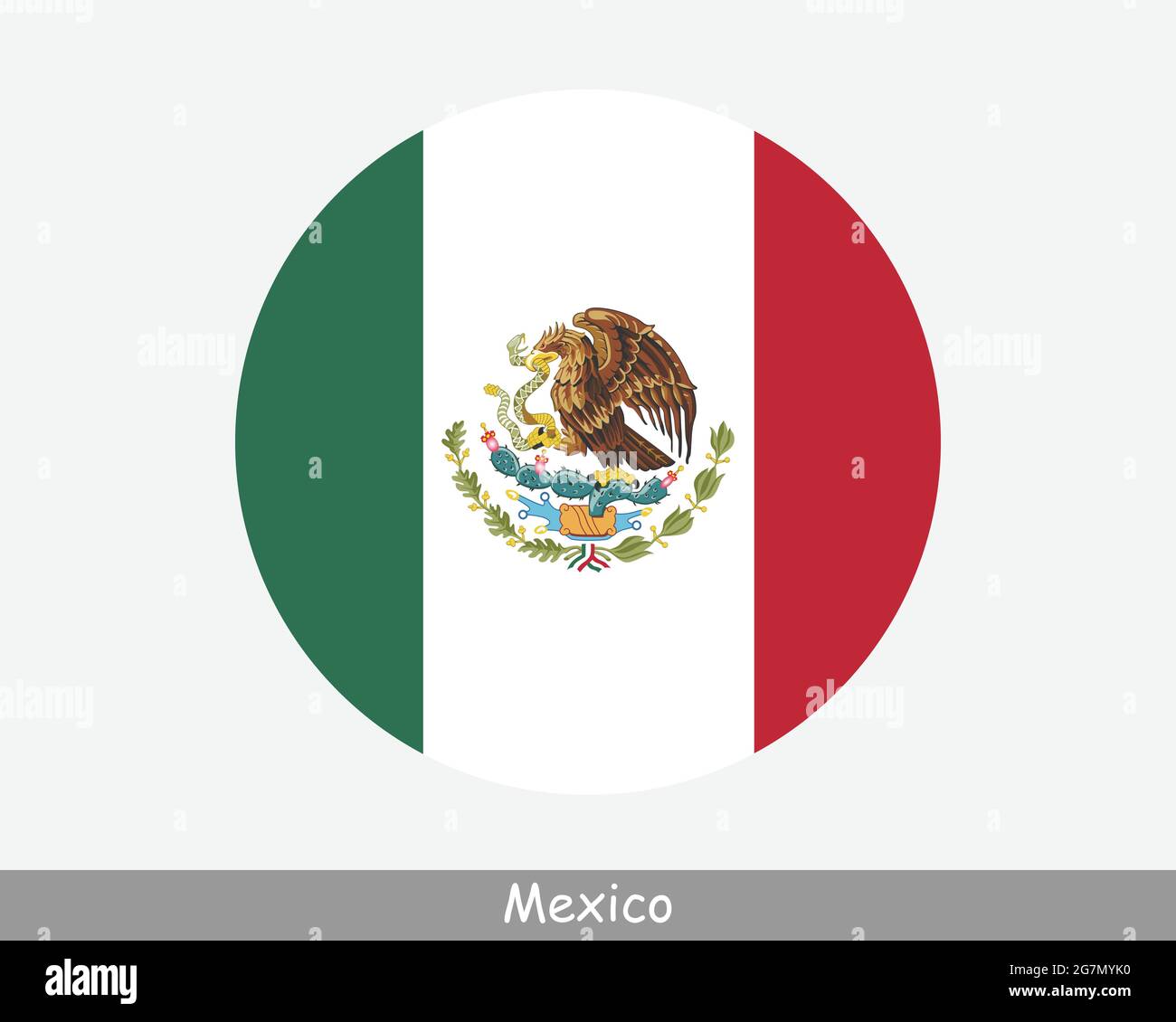 Mexico Round Circle Flag. Mexican Circular Button Banner Icon. EPS ...