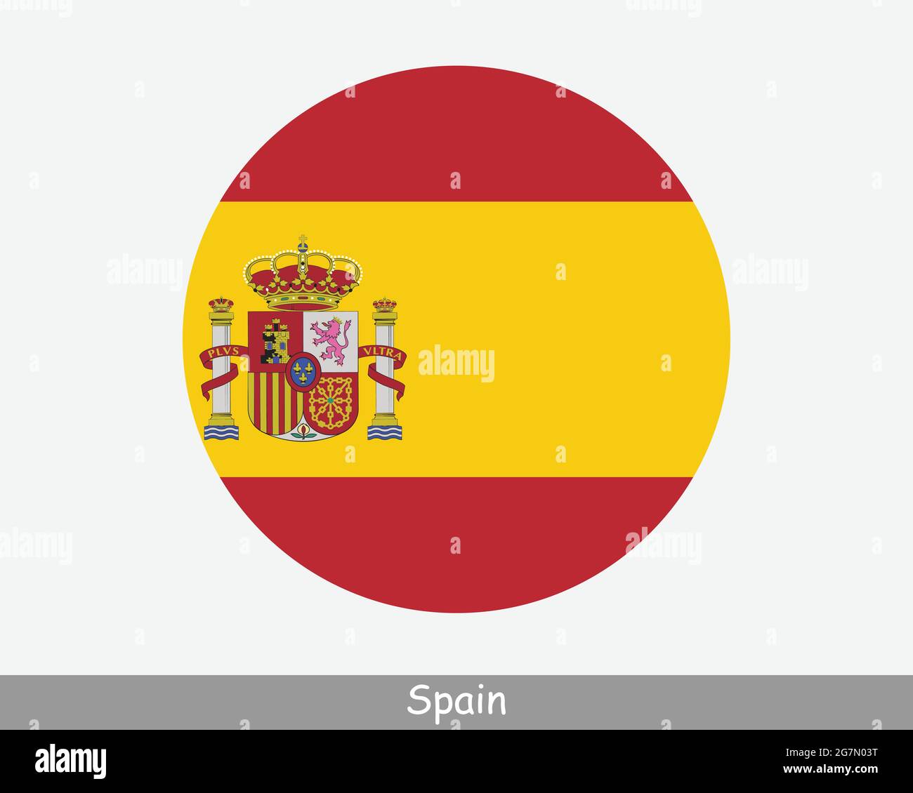 Spain Round Circle Flag. Spanish Circular Button Banner Icon. Spaniard ...
