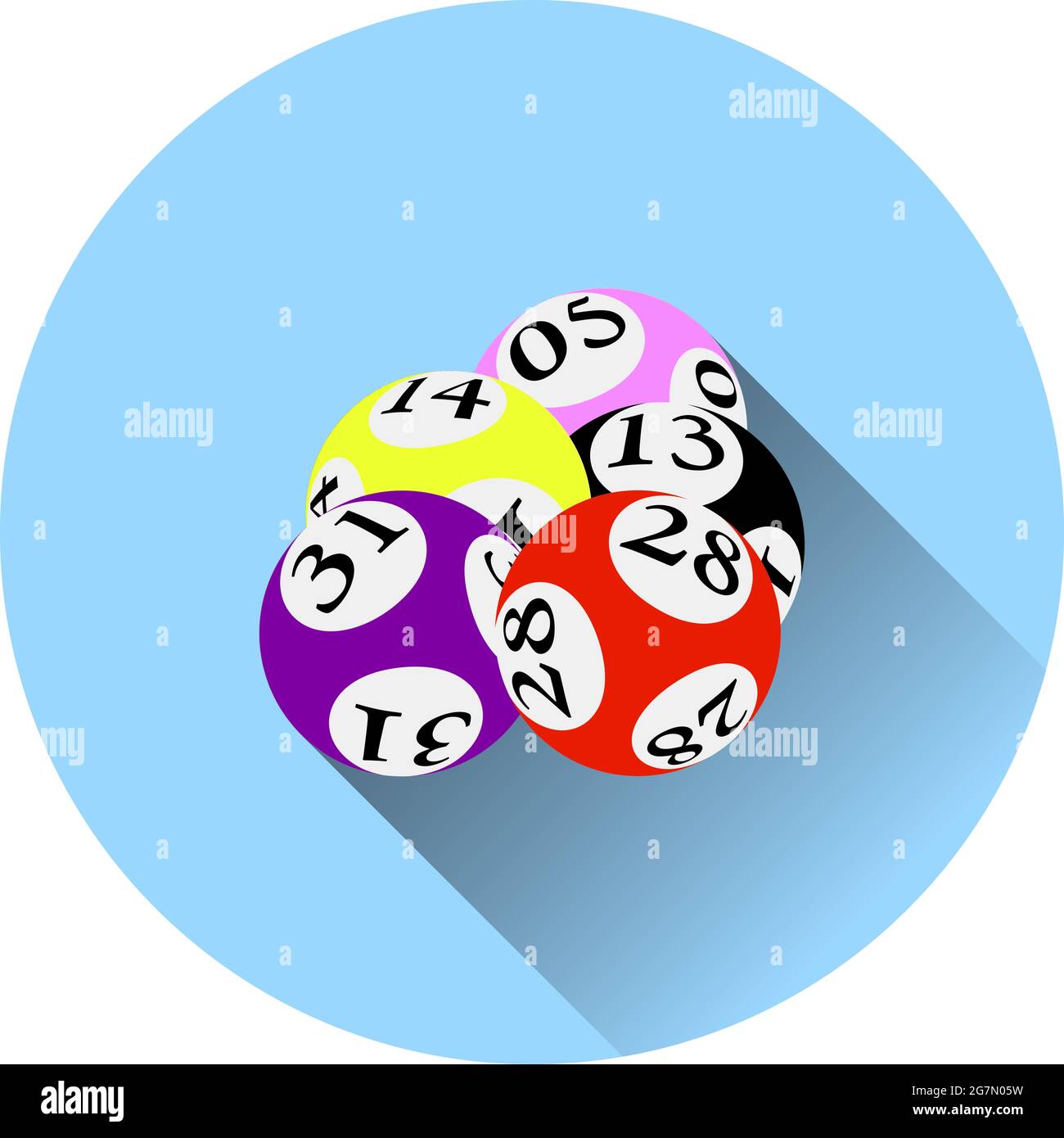 Lotto Balls Icon. Flat Circle Stencil Design With Long Shadow. Vector ...