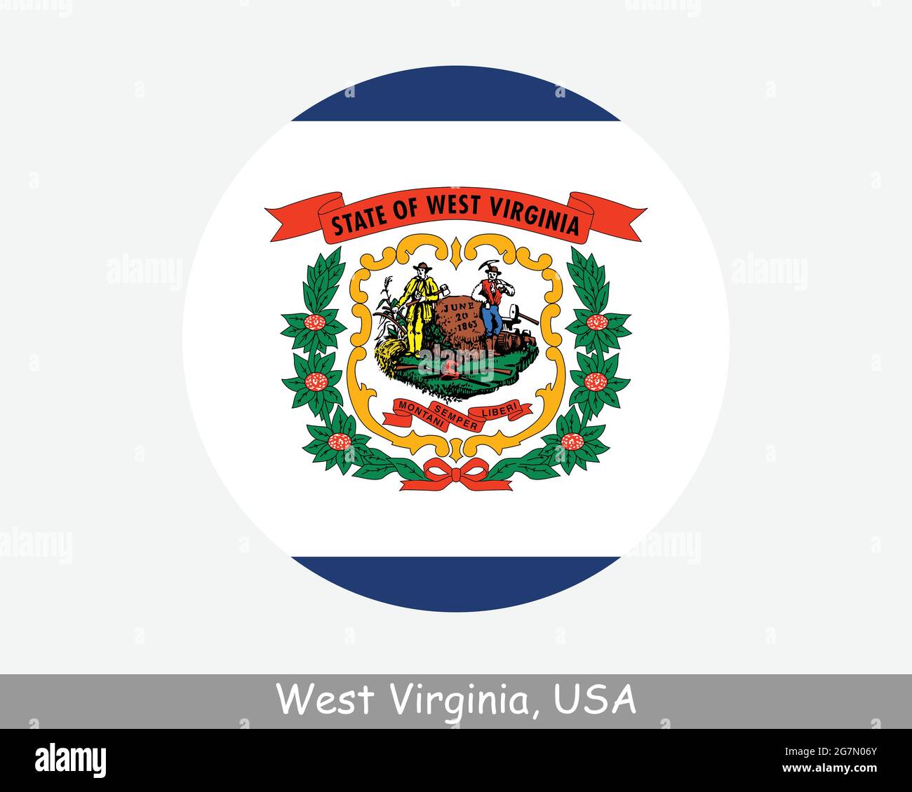 West Virginia Round Circle Flag. WV USA State Circular Button Banner ...