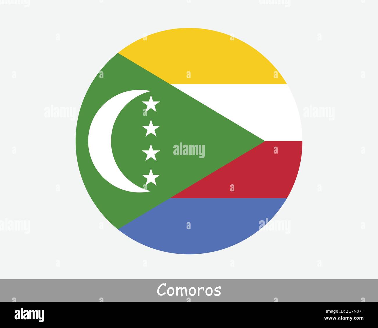 Comoros Round Circle Flag. Comorian Circular Button Banner Icon. EPS ...