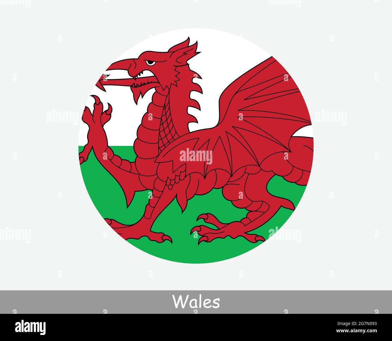 Wales Round Circle Flag. Welsh Circular Button Banner Icon. EPS Vector ...