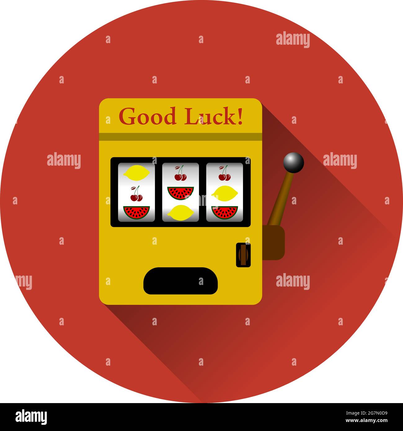 One-armed Bandit Icon. Flat Circle Stencil Design With Long Shadow ...