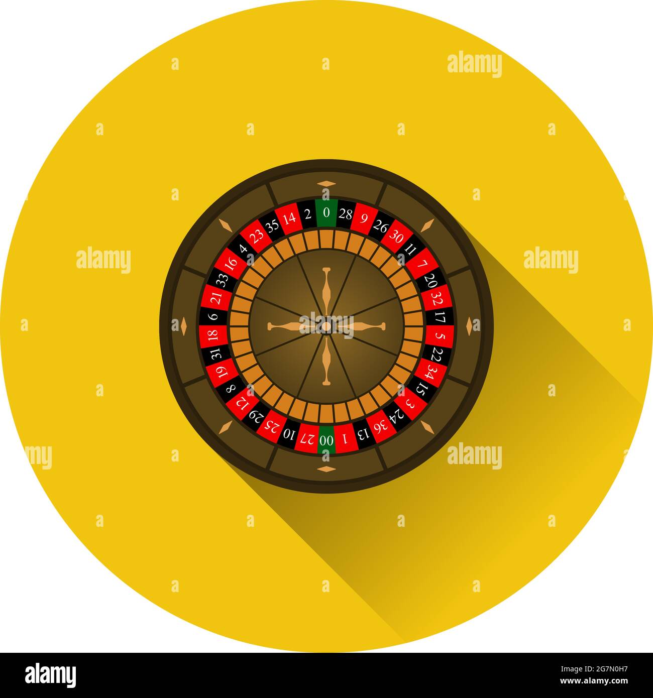 Roulette Wheel Icon. Flat Circle Stencil Design With Long Shadow ...