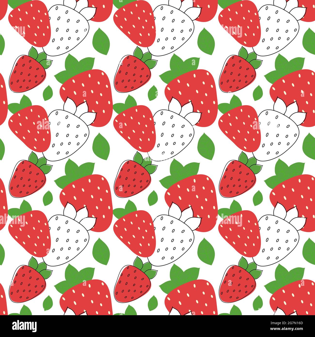 Strawberry seamless pattern with leaves vector illustration Stock ...
