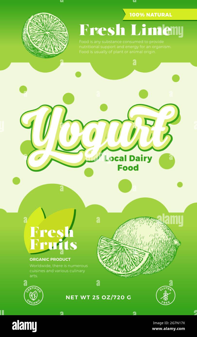 Fruits and Berries Yogurt Label Template. Abstract Vector Dairy ...