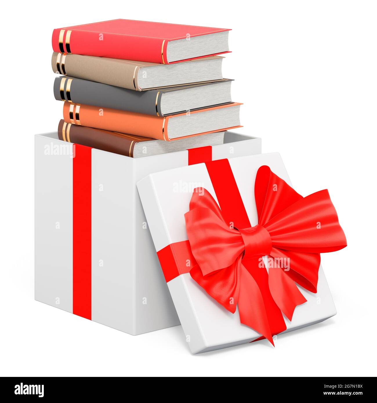 Books inside gift box, 3D rendering isolated on white background Stock ...