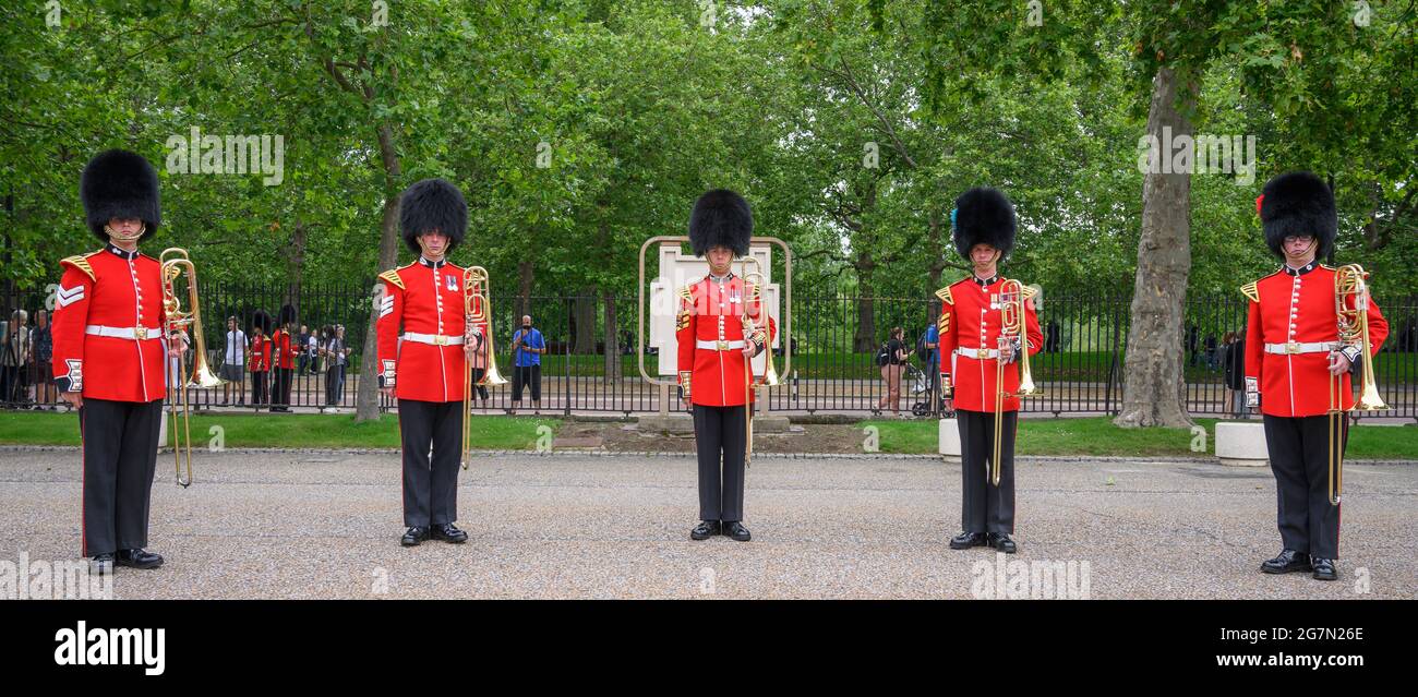 Wellington Barracks, London, UK. 15 July 2021. Bands of the Household ...