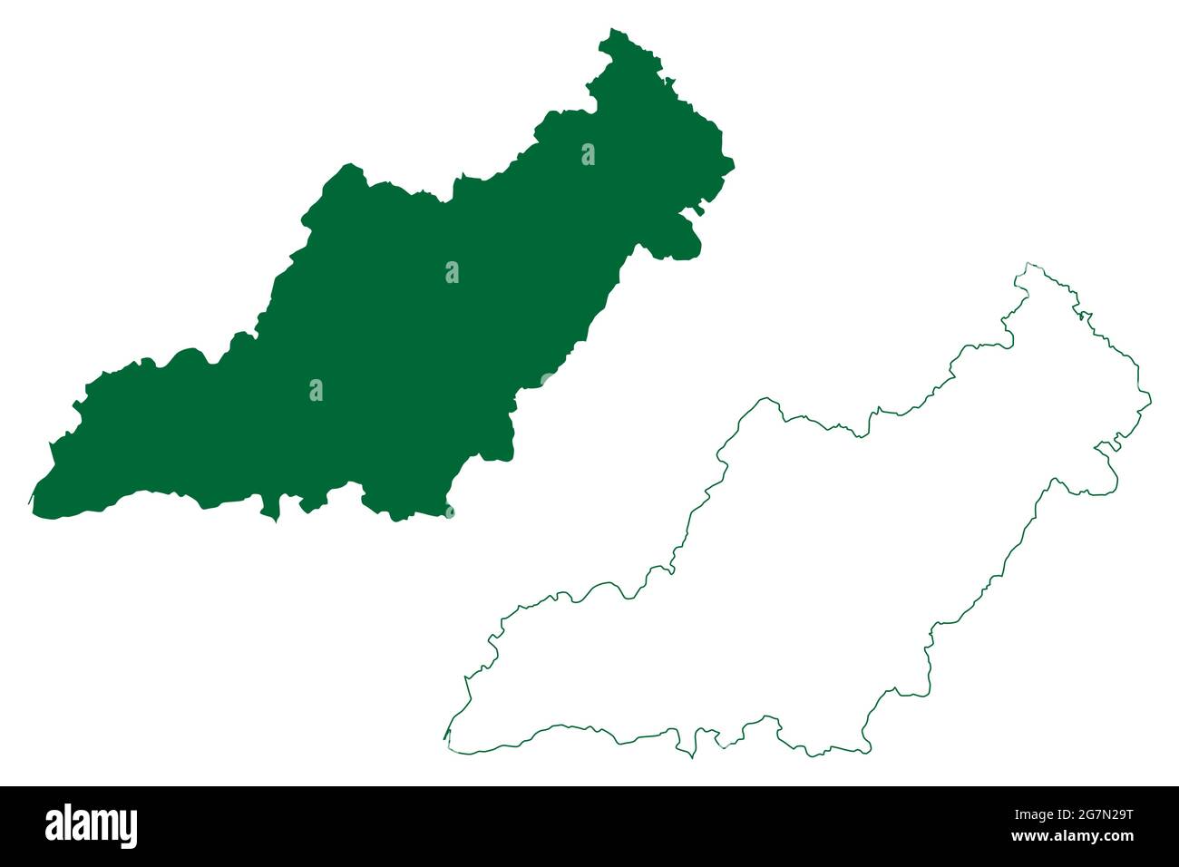 Jalore district (Rajasthan State, Republic of India) map vector illustration, scribble sketch ...