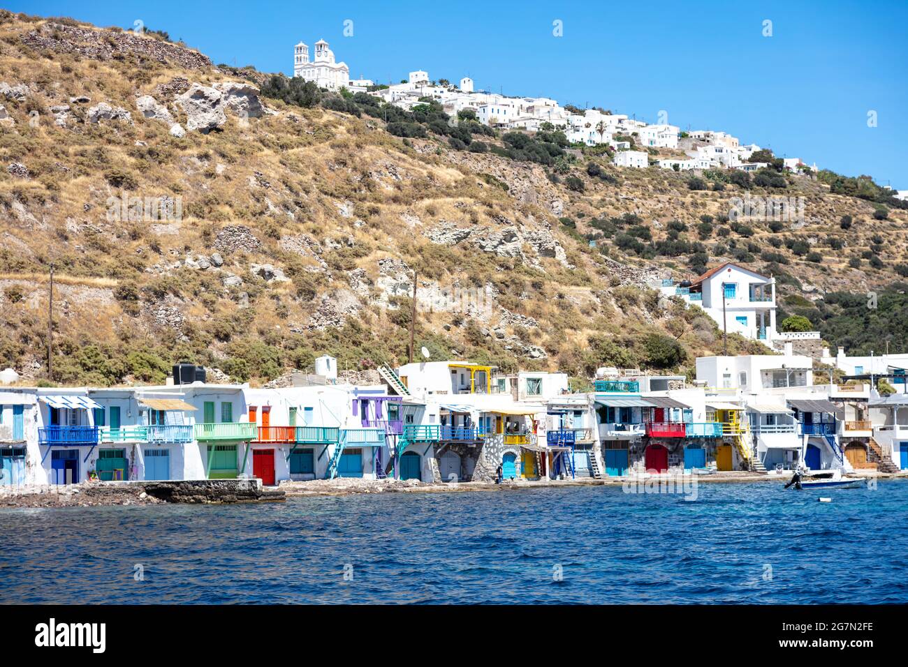 Cyclades Greece. Milos island, Klima fishing village on the coast and ...