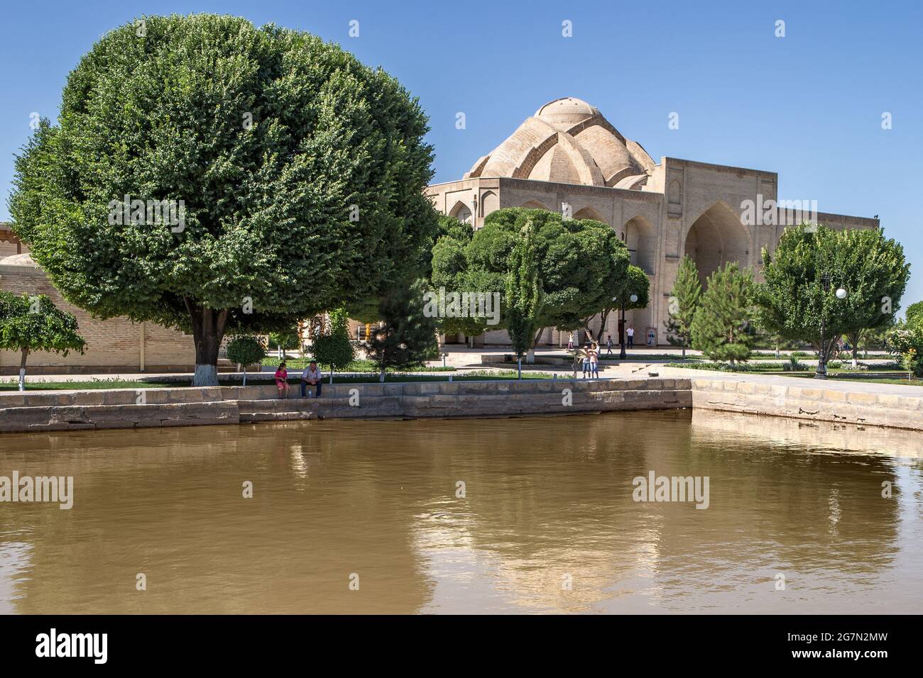 Pond and inverted rose dome of the Baha-ud-Din Naqshband complex ...