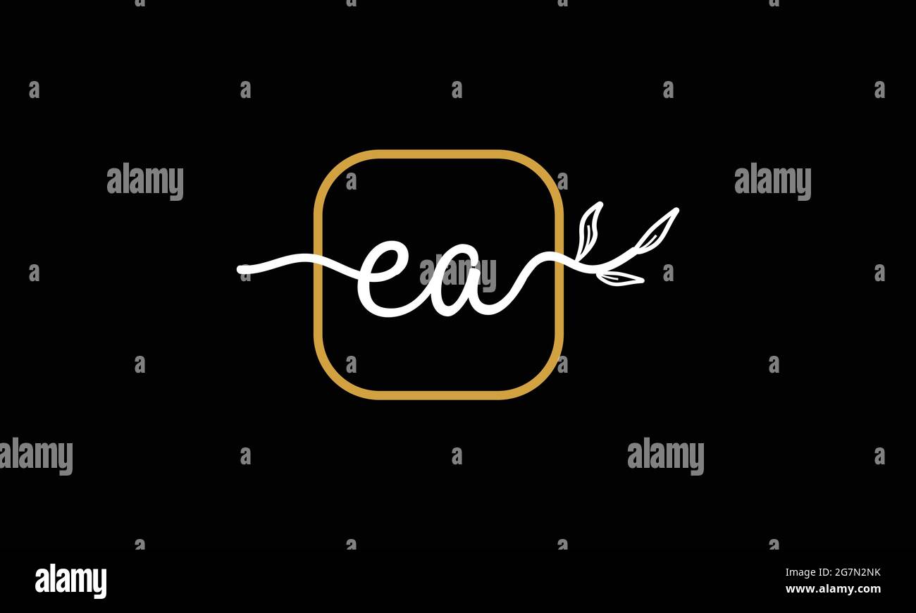 Initial letters EA and AE handwriting floral boho botanical monogram logo vector icon minimalist ...