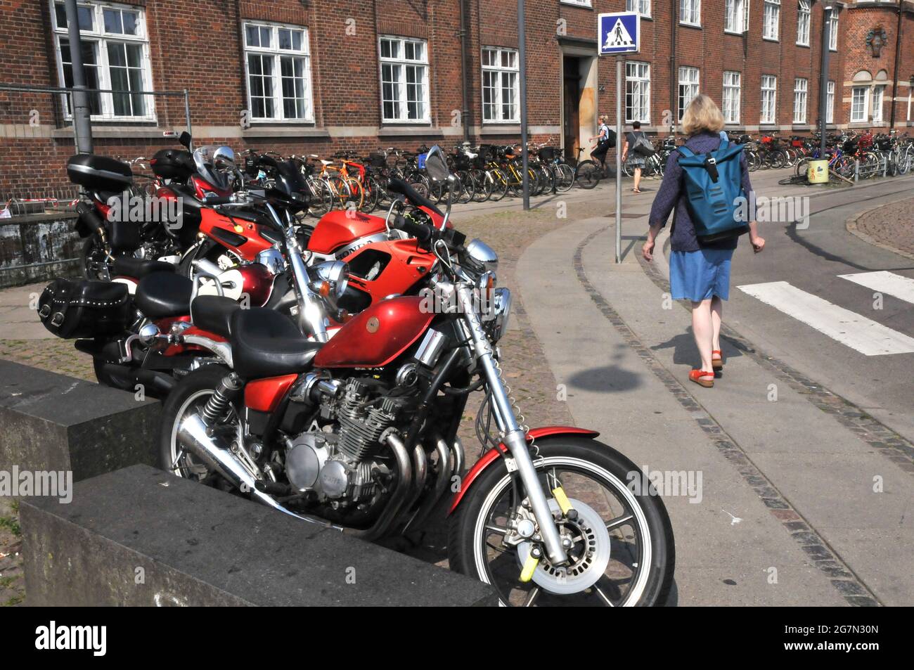 Copenhagen, Denmark. 15 July 2021, Various brand name motr bike park in ...