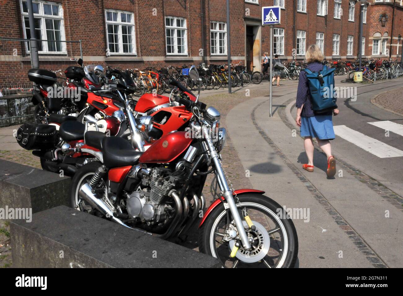 Copenhagen, Denmark. 15 July 2021, Various brand name motr bike park in ...