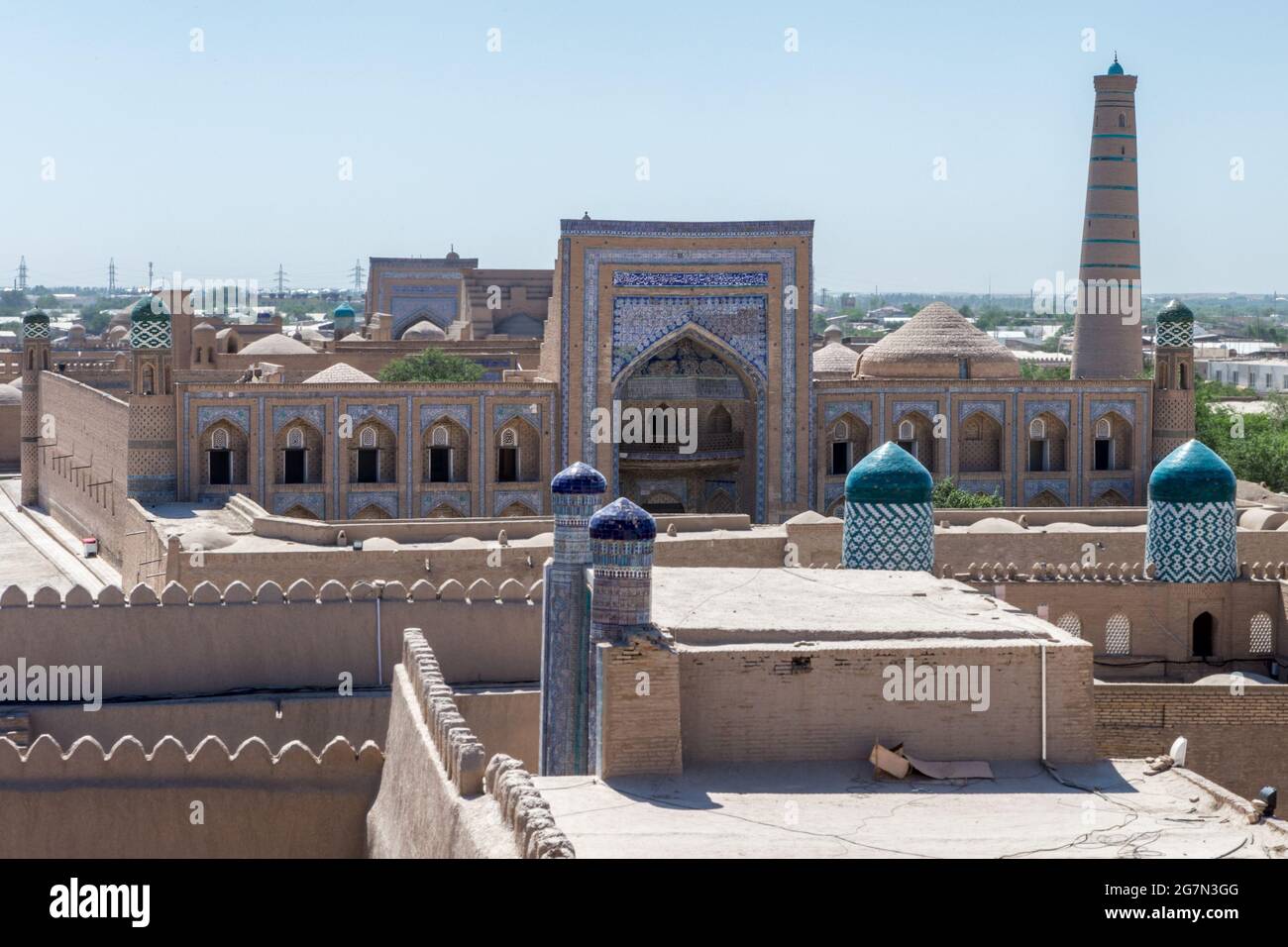 Muhammad Rahim-khan Madrasah & Friday mosque Minaret, from Kuhna Ark ...