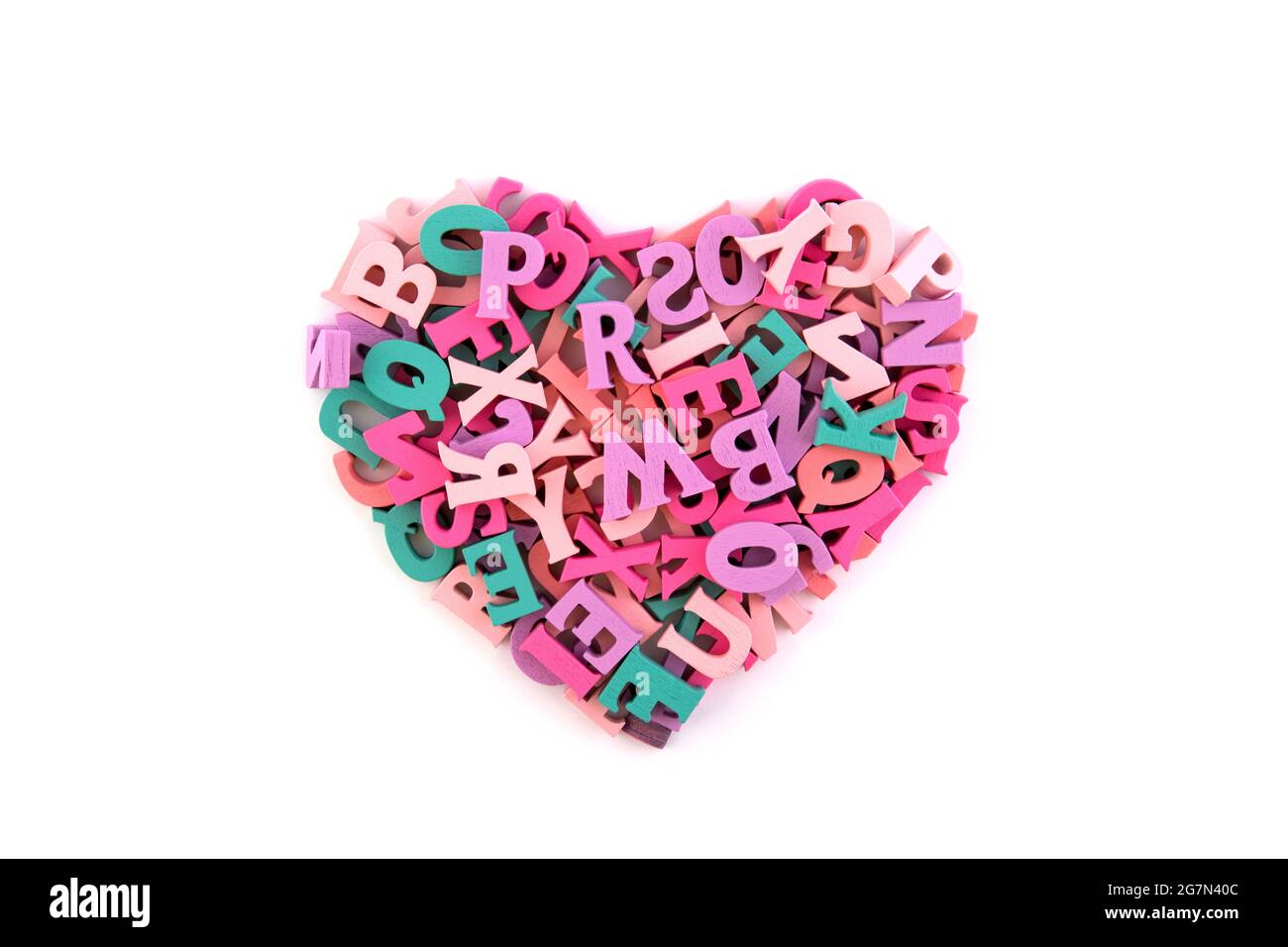 Heart shape from colorful letters, typographic composition Stock Photo ...