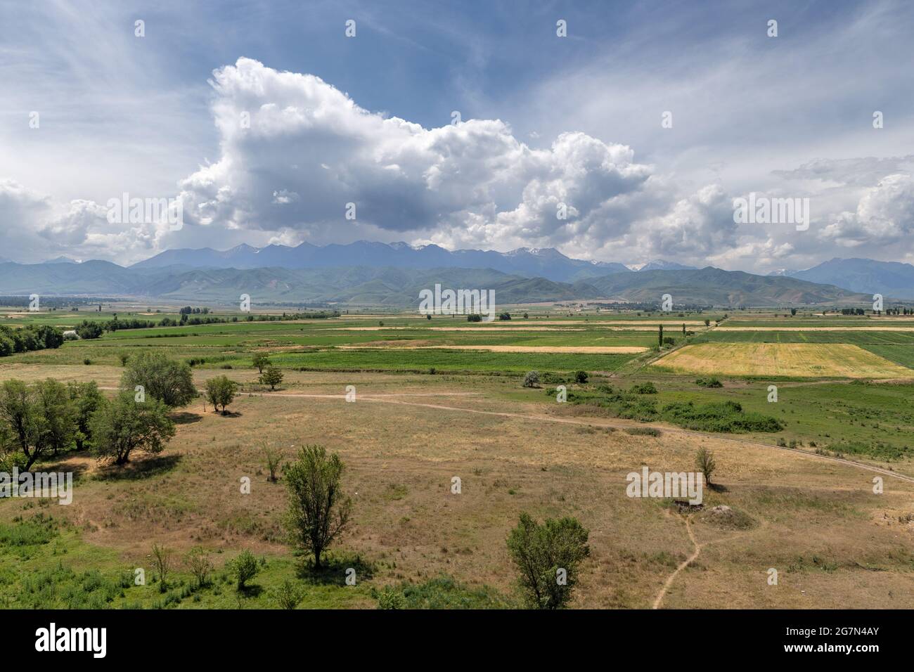 Views from top of Burana Minaret, former 11th century city of Balasgun ...