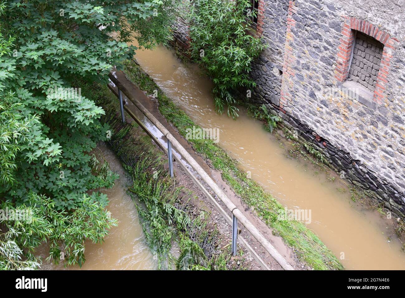 Huge flood of the Elz river in Monreal, Eifel on July 15th 2021 Stock ...