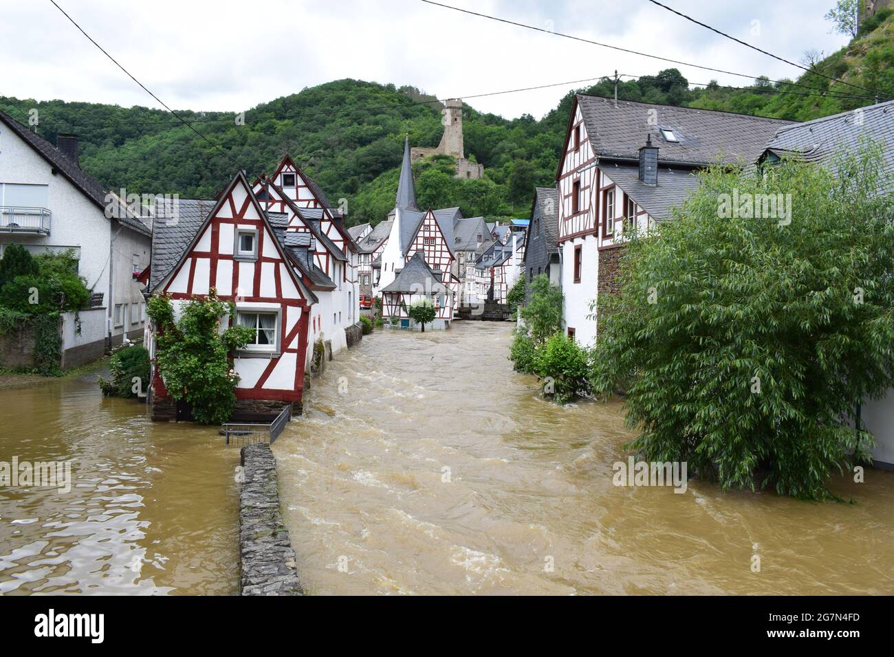 Huge flood of the Elz river in Monreal, Eifel on July 15th 2021 Stock ...