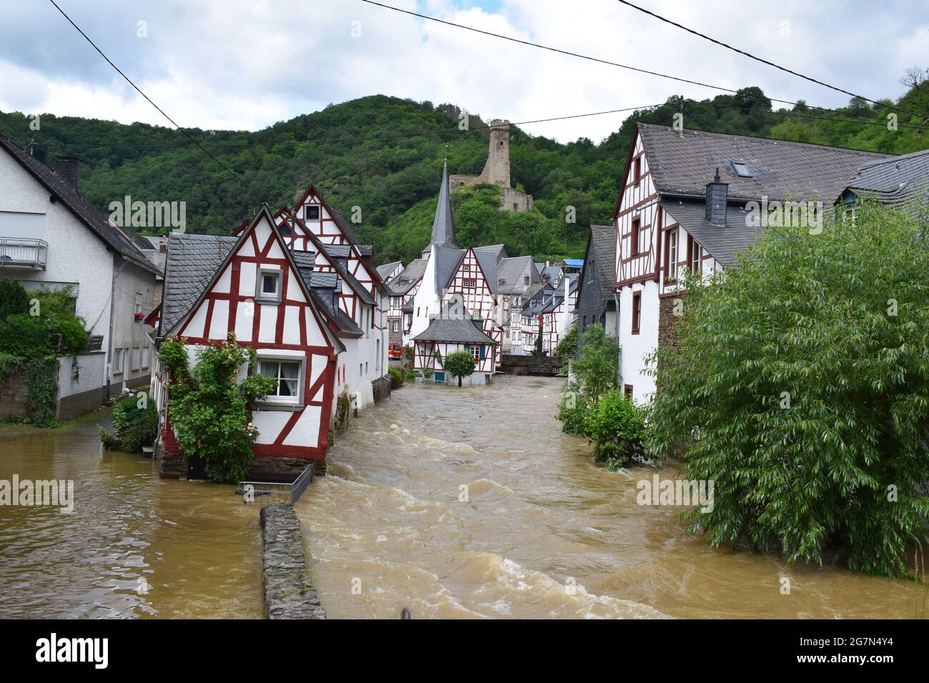 Huge flood of the Elz river in Monreal, Eifel on July 15th 2021 Stock ...