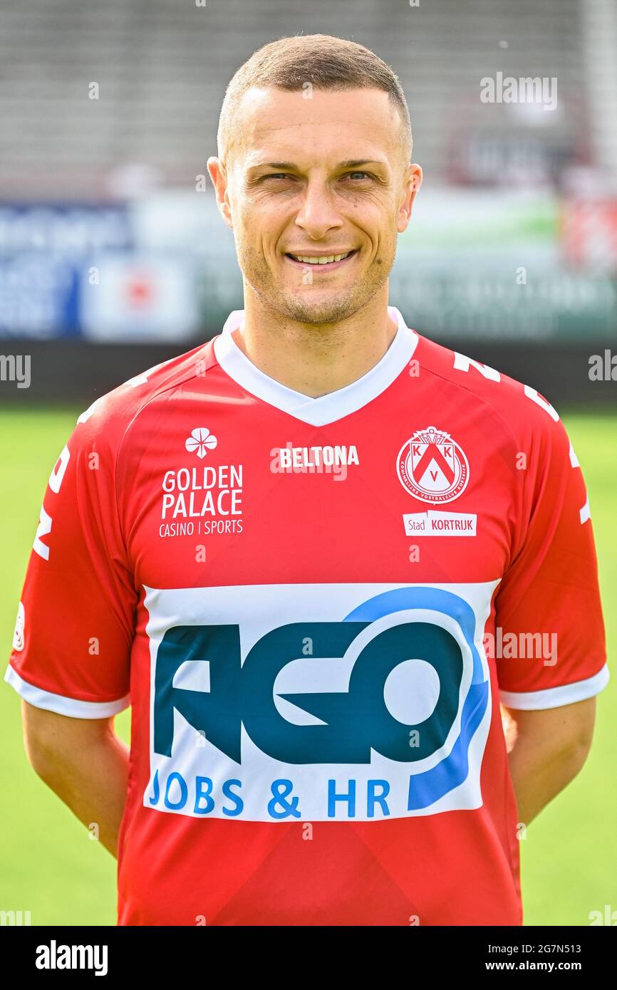 Kortrijk's Timothy Derijck poses for a team picture, at the 2021-2022 ...