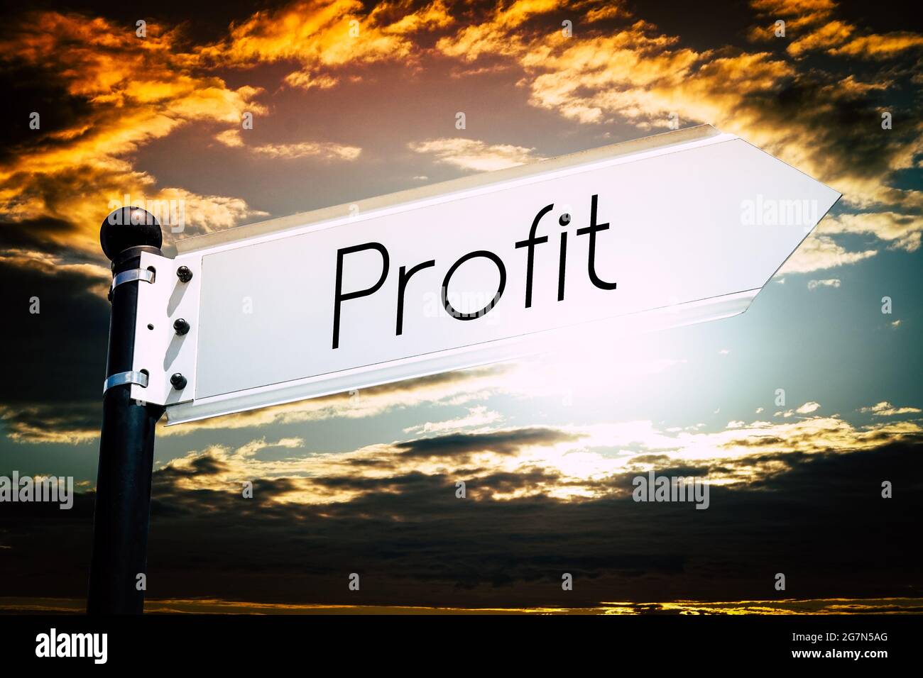 Profit - signpost with one arrow, sky in background Stock Photo - Alamy