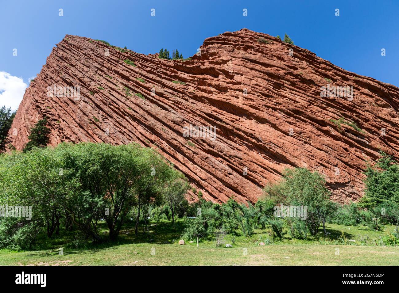 Side view of Sandstone cliffs of Razbitoye Serdtse or Broken Heart ...