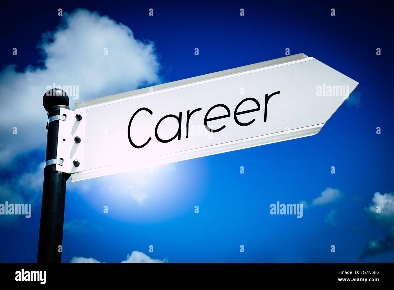 Career - signpost with one arrow, sky in background Stock Photo - Alamy