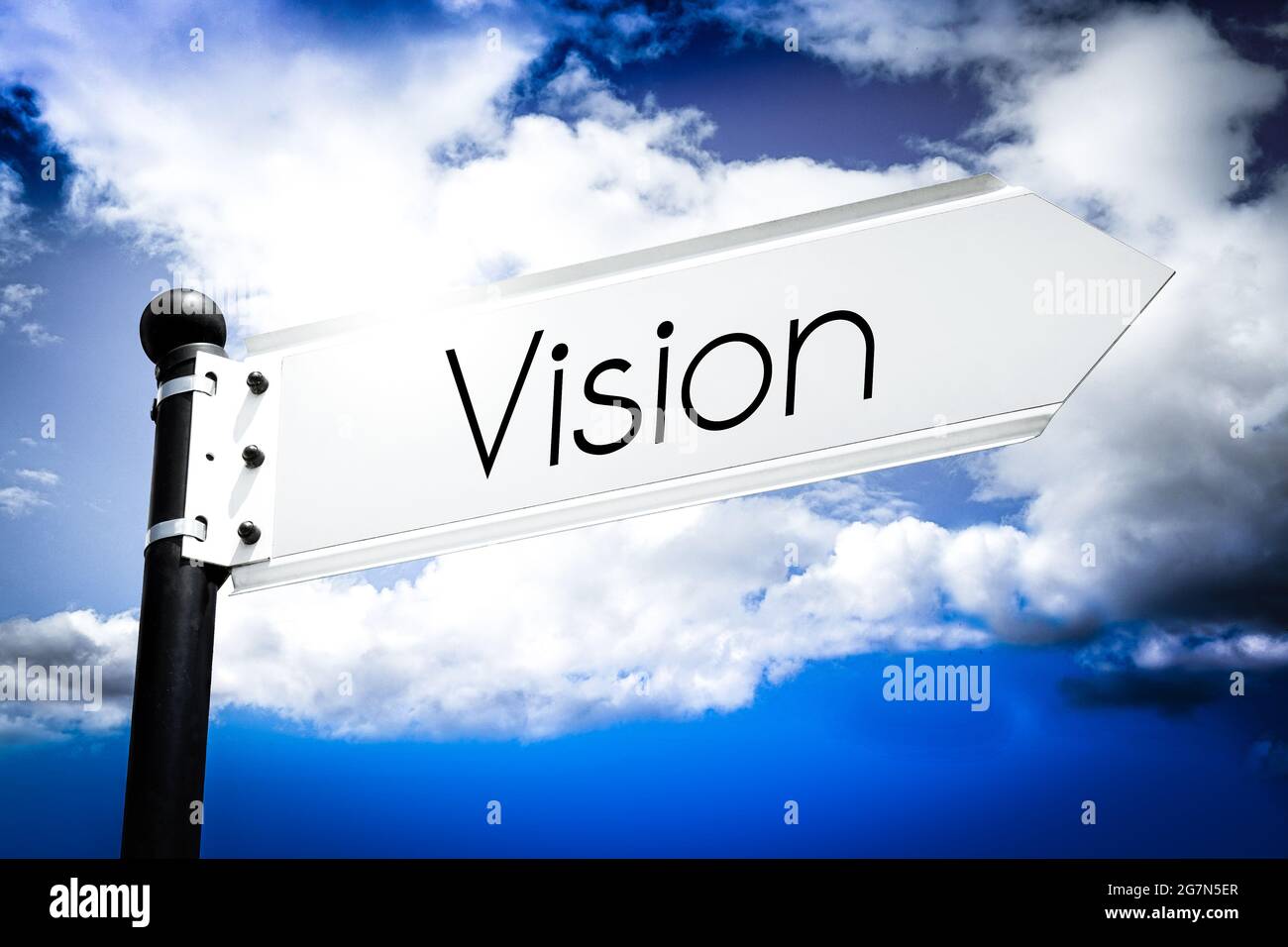 Vision - signpost with one arrow, sky in background Stock Photo - Alamy