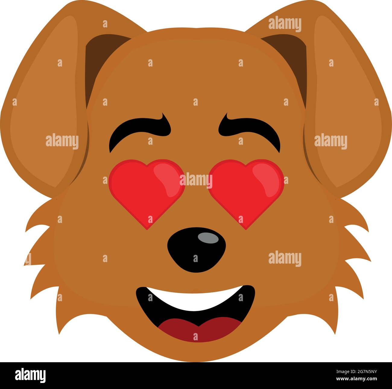 Vector emoticon illustration of the face of a cartoon dog in love with ...