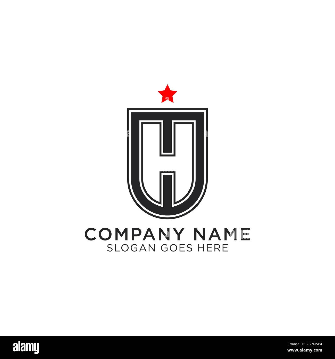 Initial Letter H with star and shield, best for internet security logo ...