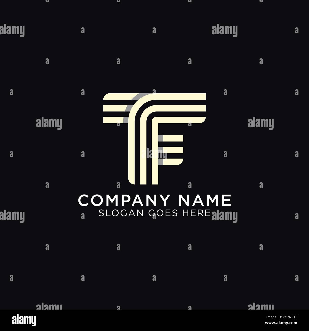 monogram of letter T and F shape, initial name of T F logo design with ...
