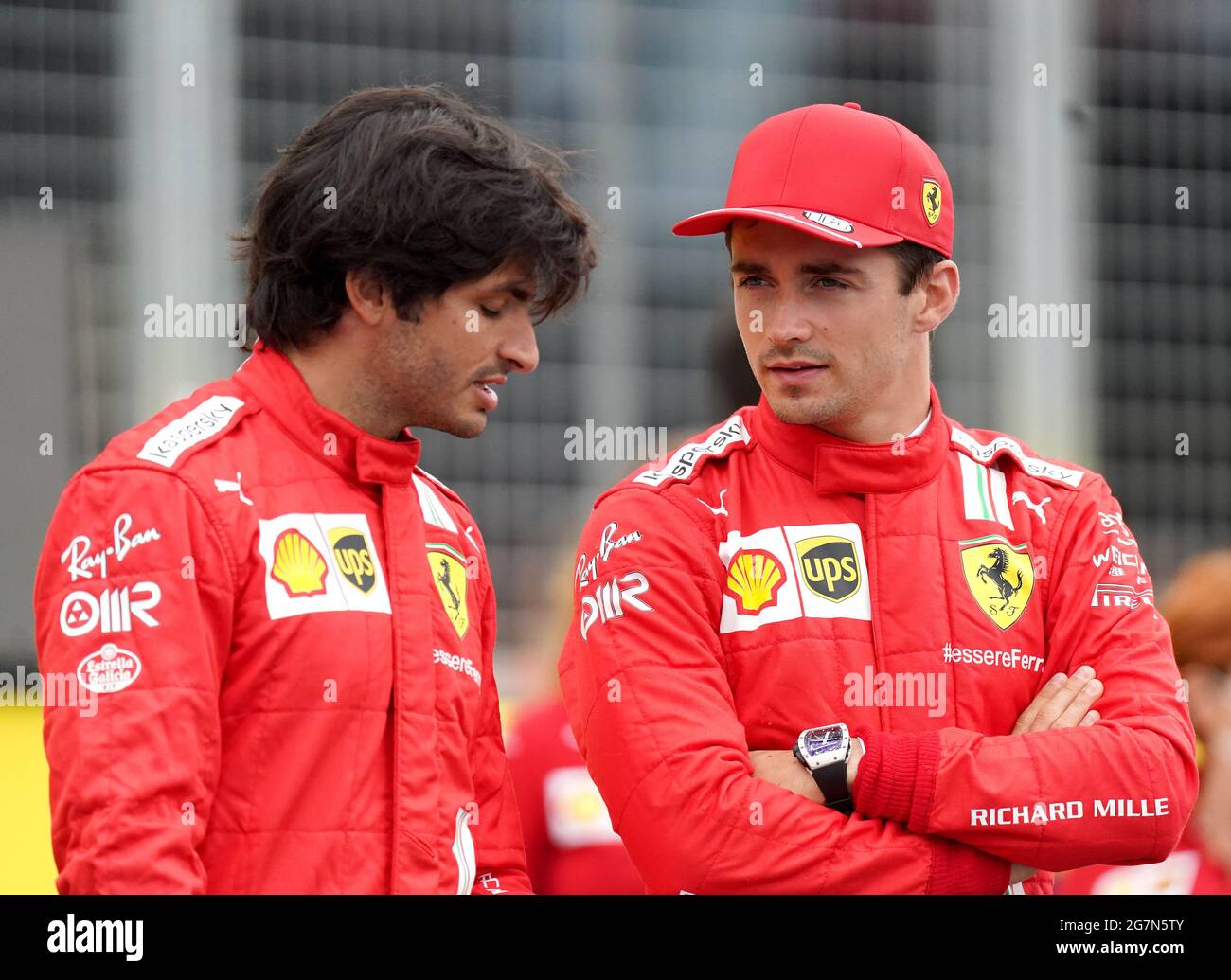 Ferrari's Charles Leclerc and Carlos Sainz (left) ahead of the British Grand Prix at Silverstone ...
