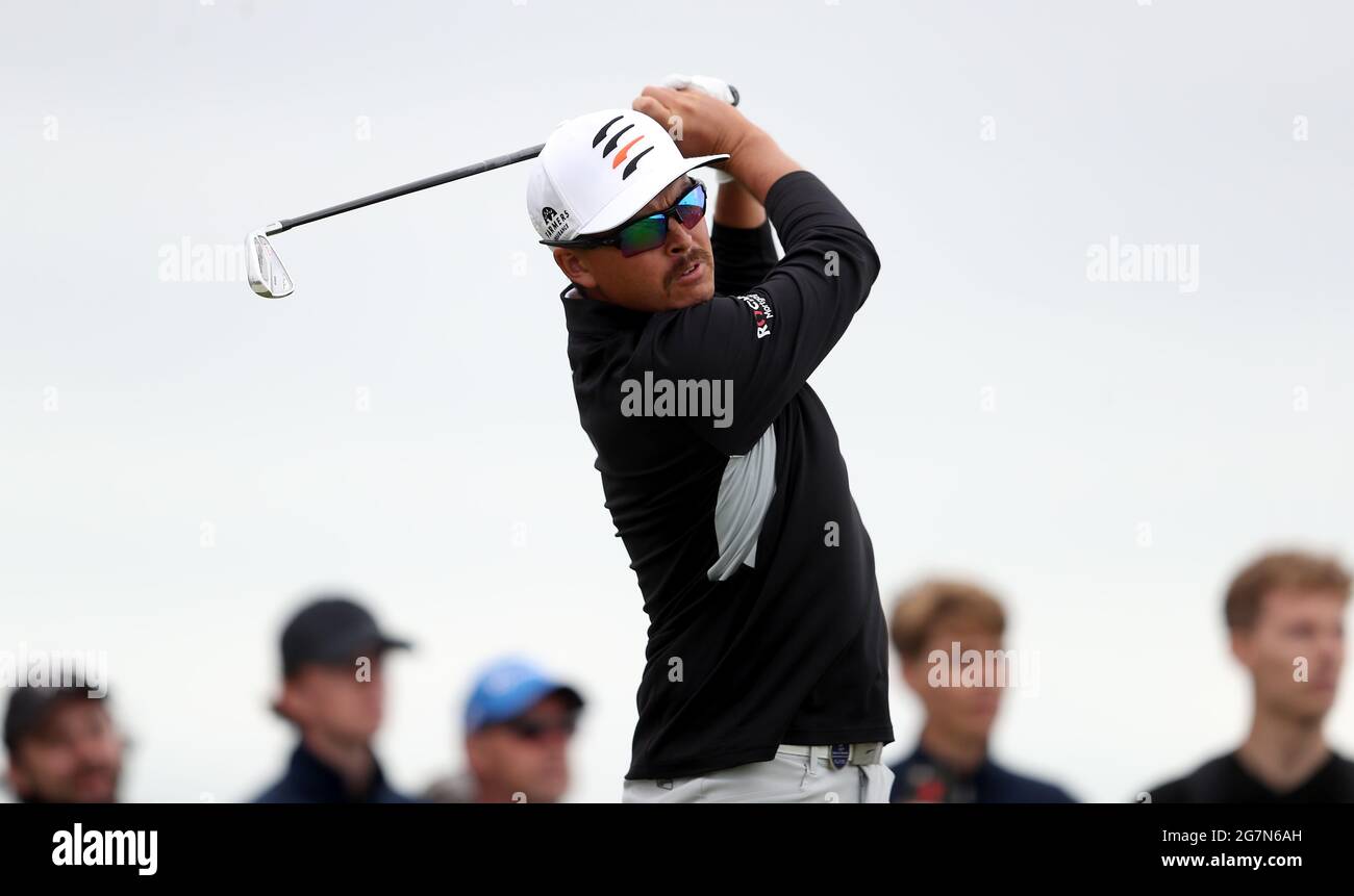 USA's Rickie Fowler tees off during day one of The Open at The Royal St ...